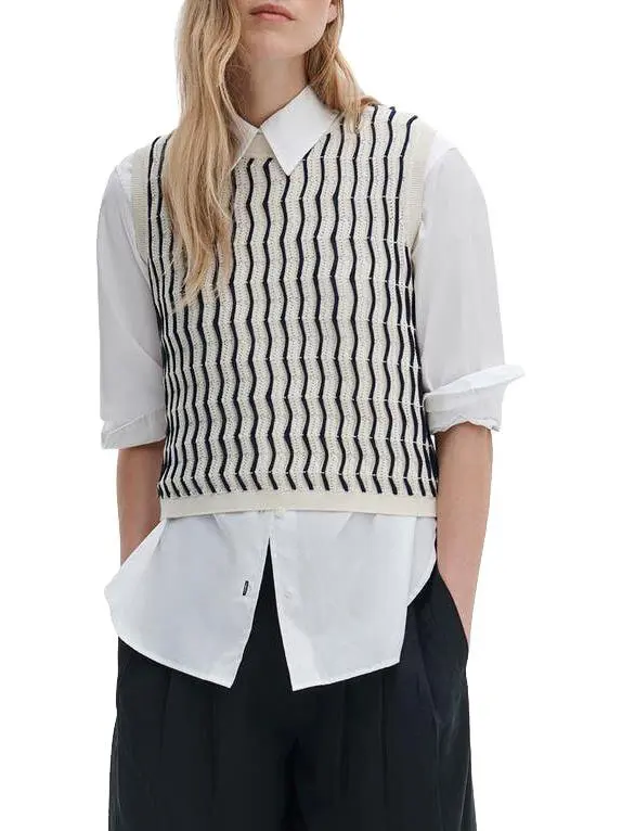 Rag & Bone Leslie Stripe Knit Vest - Ivory