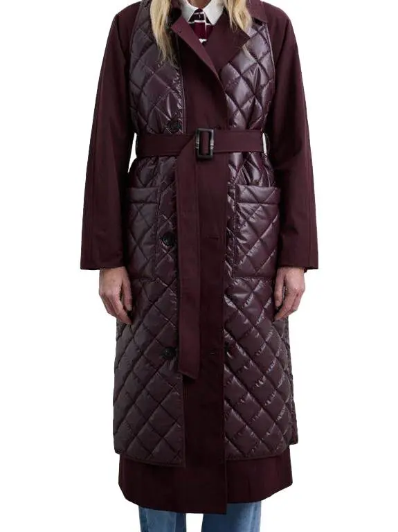 SCALPERS Doubletrench Oversized Trench Coat - Burgundy