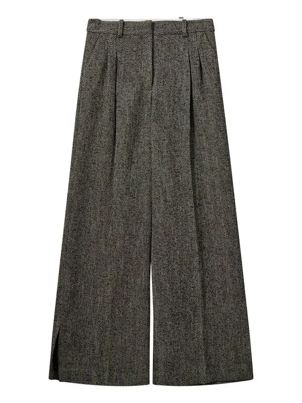 THE GARMENT York Herringbone Wide-leg Pants - Black