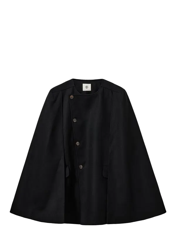 THE GARMENT Balli Collarless Recycled-wool Cape - Black