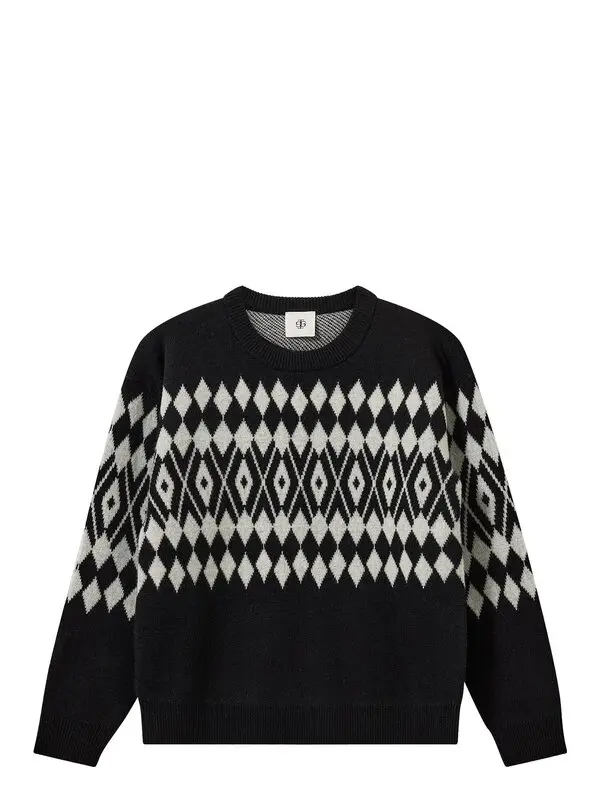 THE GARMENT Argyle Wool-cashmere Sweater - Black