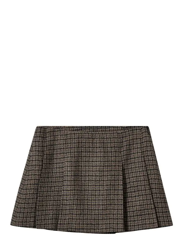 THE GARMENT Balmoral Herringbone Wool Mini Skirt - Brown