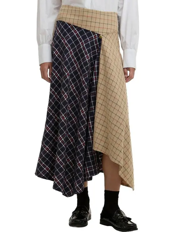 Barbour Dalbury Mix Tartan Asymmetric Maxi Skirt - Multi Check