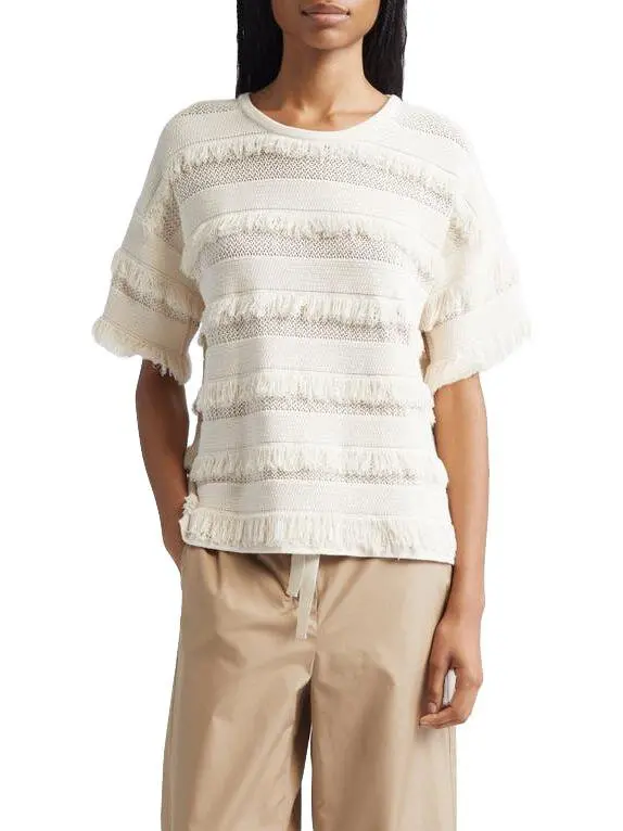 Max Mara Garza Openwork Fringe Sweater - Ivory