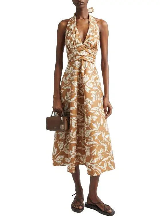 Max Mara Bella Cotton Poplin Halter Dress - Caramel