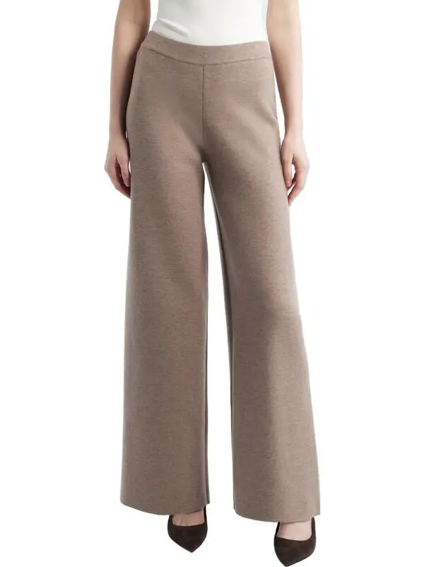 House Of Cb Avery Knit Wide Leg Pants - Taupe