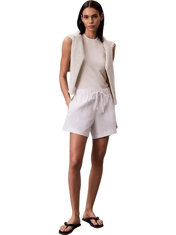 Calvin Klein Linen Blend Pull-on Shorts - Brilliant White
