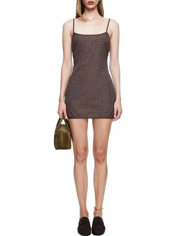 Lioness Voyage Check Minidress - Chocolate Plaid