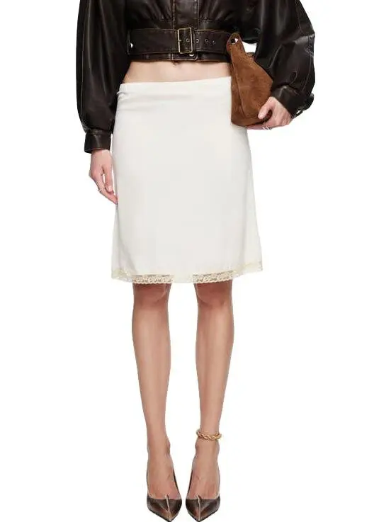Lioness Bella Lace Detail Satin Skirt - Butter