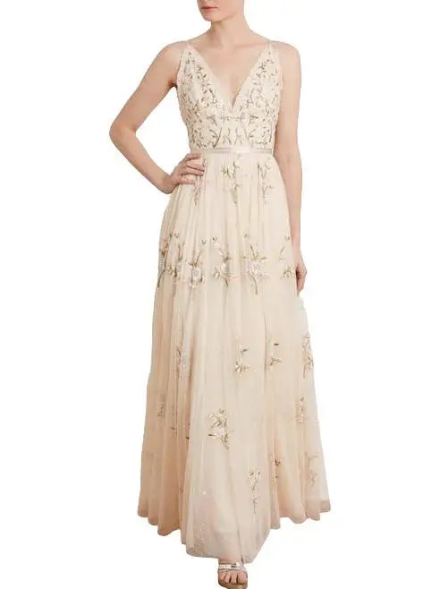 NEEDLE & THREAD Petunia Gown - Champagne