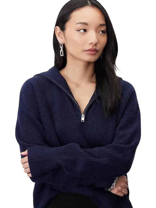 ITALIC Cashmere Quarter Zip Pullover - Blue