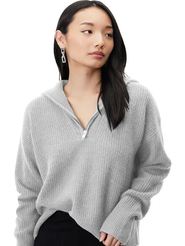 ITALIC Cashmere Quarter Zip Pullover - Gray