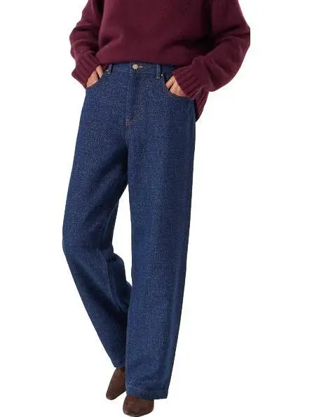 HUSH Romy Wide Leg Lurex Trousers - Indigo Gold