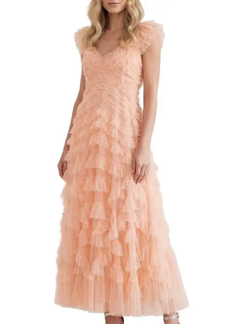 NEEDLE & THREAD Lola Backless Ballerina Gown - Apricot Blush