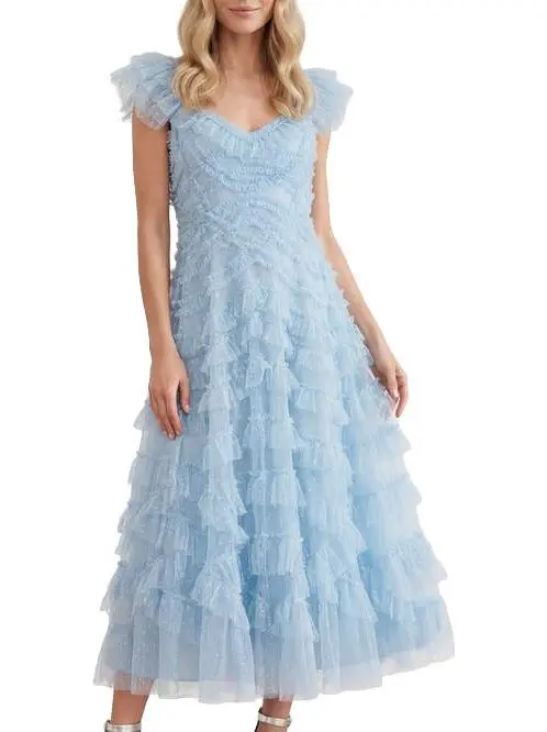 NEEDLE & THREAD Lola Backless Ballerina Gown - Aqua