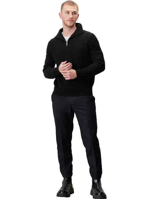 ITALIC Shane Cashmere Quarter Zip Pullover - Black