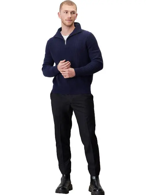 ITALIC Shane Cashmere Quarter Zip Pullover - Navy