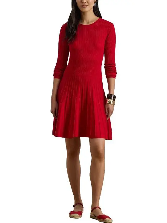Ralph Lauren Cable Knit Long-sleeve Sweater Dress - Cruise Red