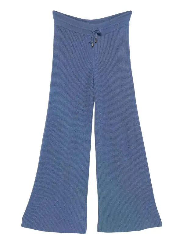 Eric Bompard Drawstring Ribbed Knit Trousers - Blue