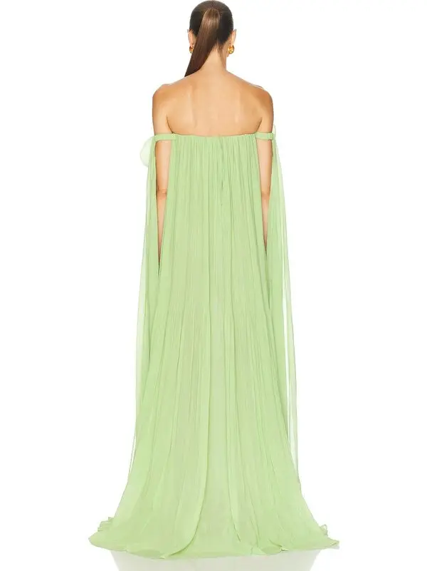 LEO LIN Jaclyn Draped Floor Length Dress - Juniper Green