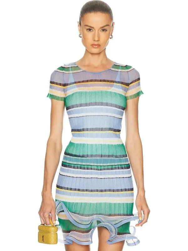 Simkhai Knox Plisse Top - Periwinkle Stripe