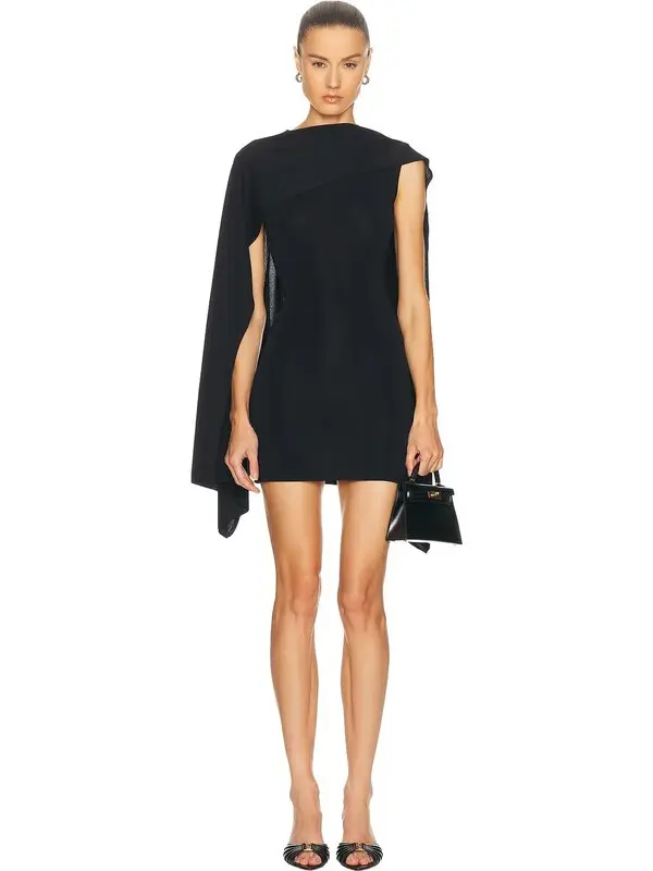 L'academie By Marianna Nasim Knit Cape Mini Dress - Black