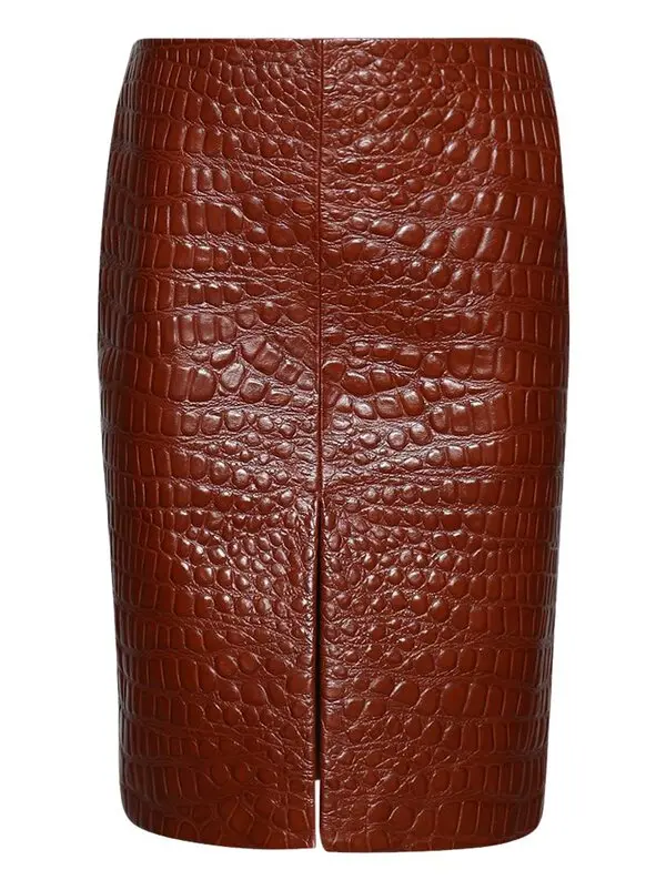Saint Laurent Mini Leather Skirt - Brown