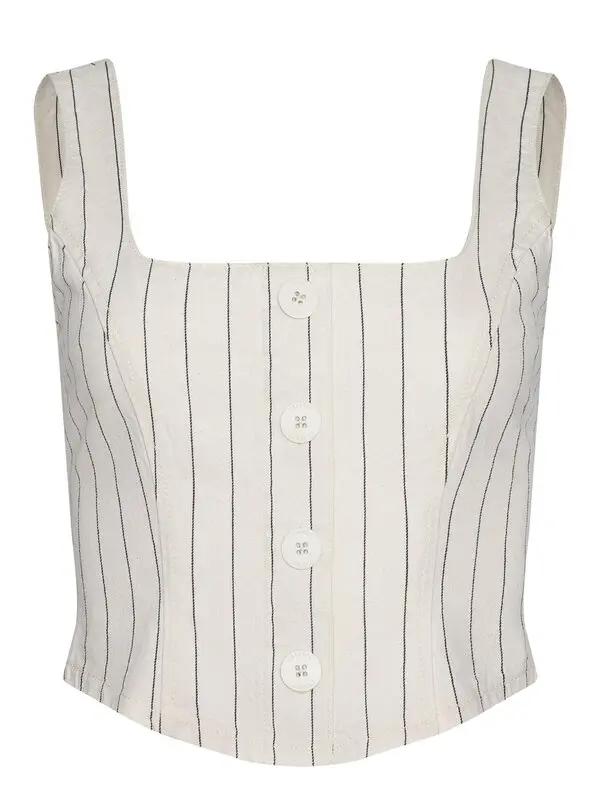 L'Agence Saga Top - Ecru/navy Stripe