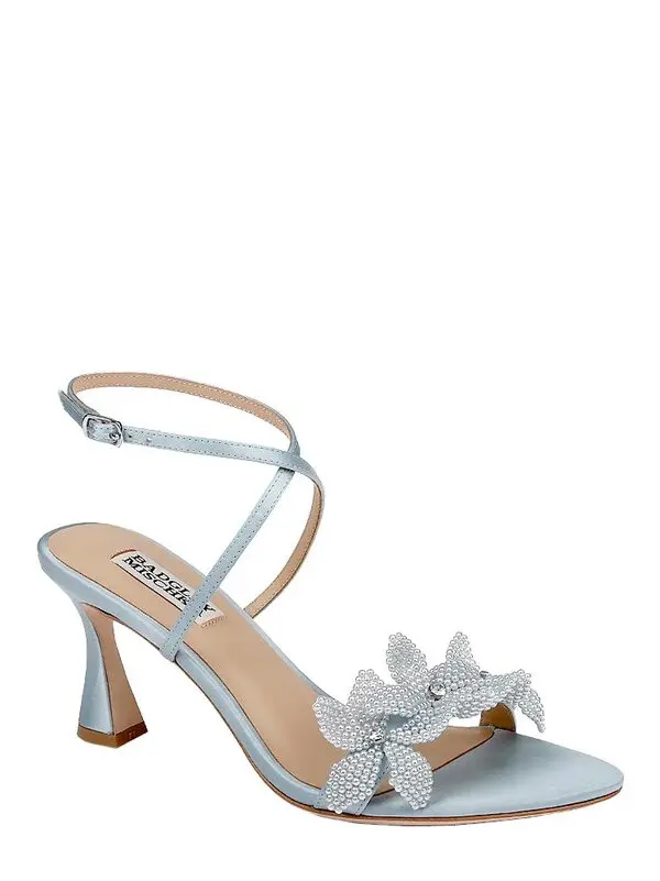 Badgley Mischka Whitney Embellished Sandals - Mist Blue Satin