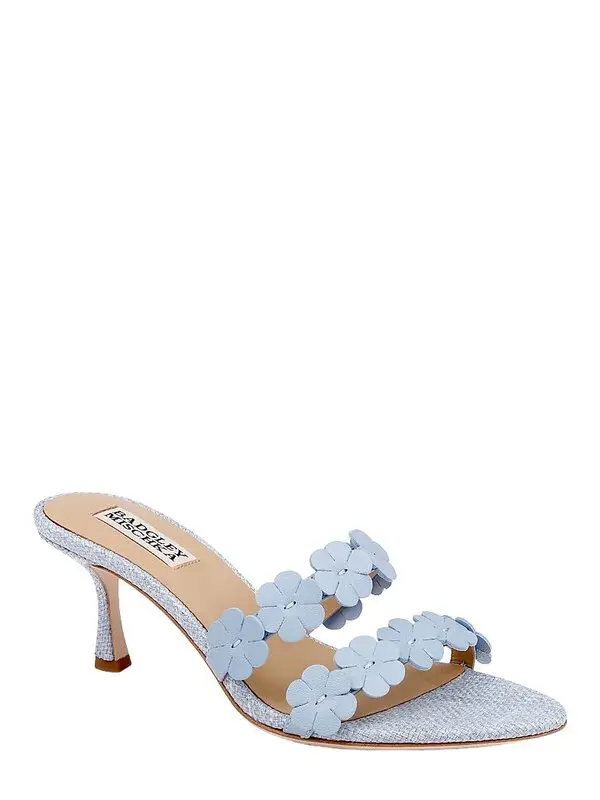 Badgley Mischka Watertown Floral Slides - Aqua Leather