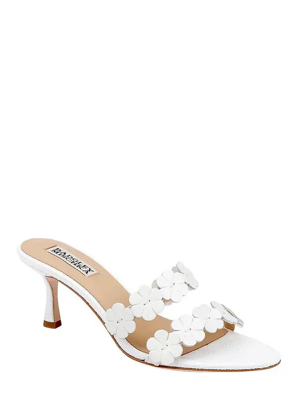 Badgley Mischka Watertown Floral Slides - White Leather