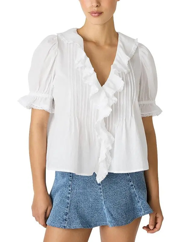 Steve Madden Lyric Ruffle Puff Sleeve Top - Antique