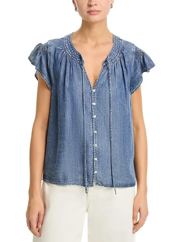 Rails Aviva Flutter Sleeve Blouse - Blue Ridge