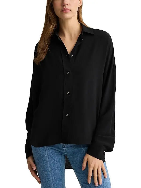 St. John Silk High-low Blouse - Black