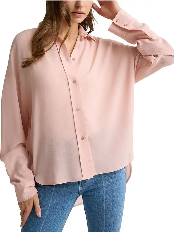St. John Silk High-low Blouse - Rose Quartz