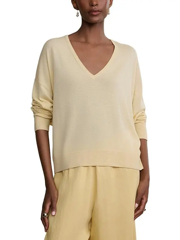 Jenni Kayne Dree V-neck Wool Sweater - Pale Yellow