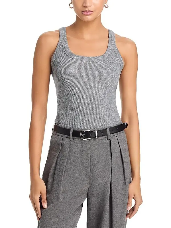 Rag & Bone Essential Rib Wide String Tank Top - Heather Gray