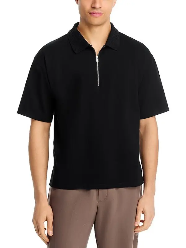 FRAME Zip Polo Shirt - Black