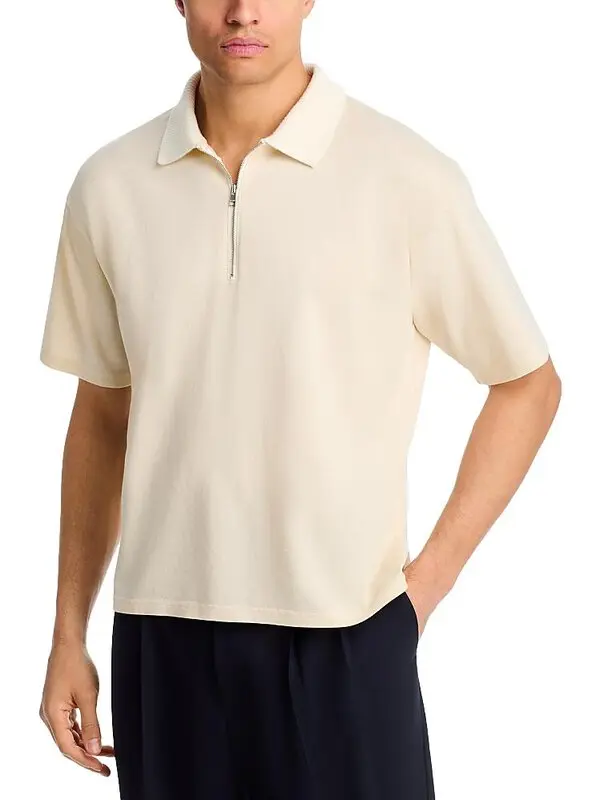 FRAME Zip Polo Shirt - Light Stone