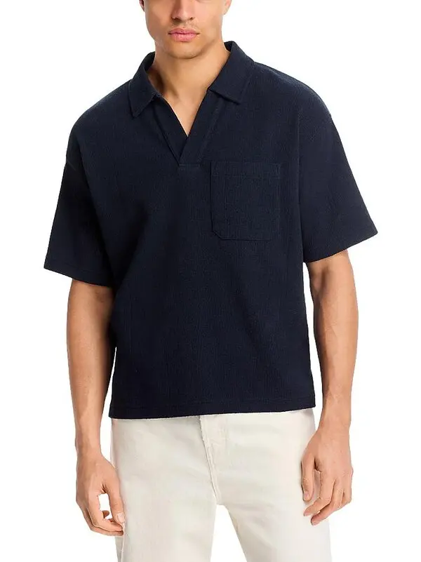 FRAME Textured Polo Shirt - Dark Navy