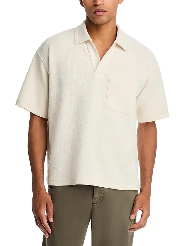 FRAME Textured Polo Shirt - Light Stone