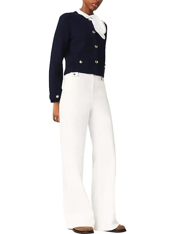 Maje Detachable Embroidered Collar Cardigan - Navy