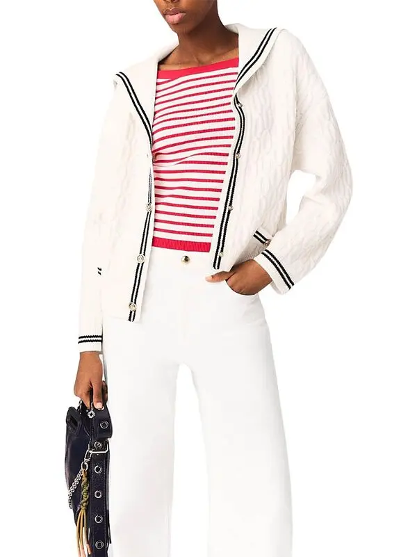 Maje Cable Knit Cardigan - Ecru