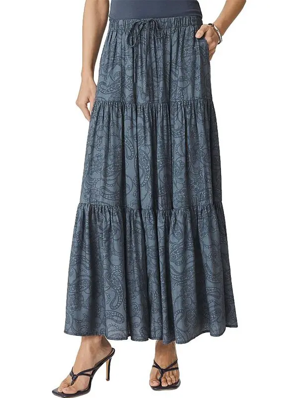 Splendid Paisley Print Tiered Skirt - Mood Indigo Paisley