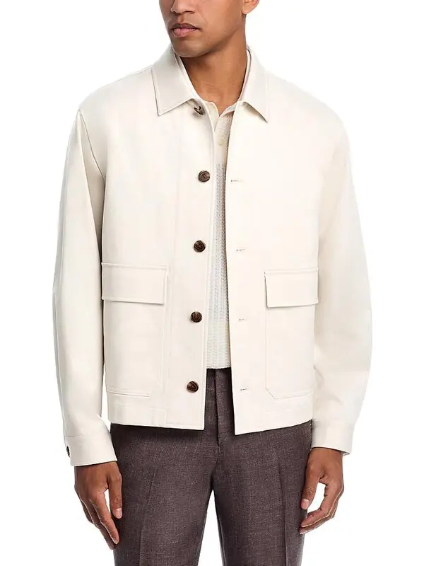 Theory Moonsoft" Single-breasted Cotton Twill Jacket - Winter Ivory
