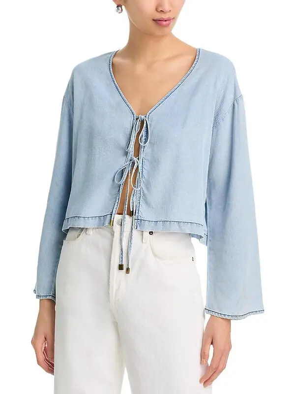 Vintage Havana Tie Front Top - Denim