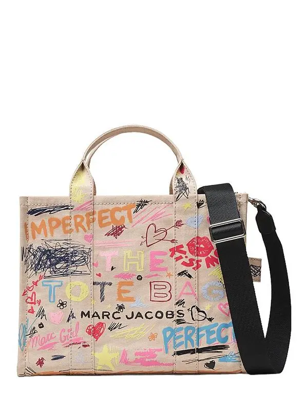 Marc Jacobs The Punk Scribble Canvas Medium Tote Bag - Beige