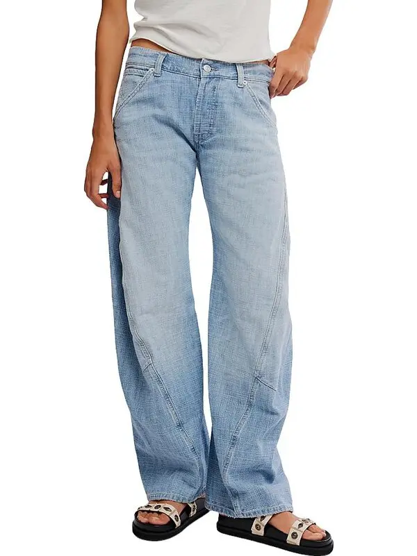 Free People Highland Low Rise Bowed Jeans - Art School