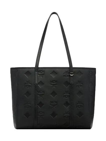 Mcm Medium Toni Top-zip Shopper In Maxi Monogram Leather - Black