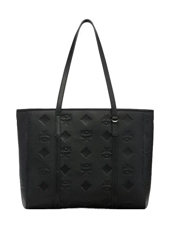 Mcm Medium Toni Top-zip Shopper In Maxi Monogram Leather - Black